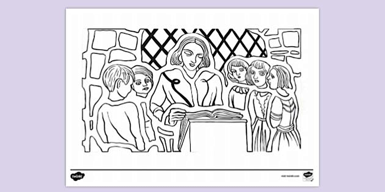 Jane Haining Stained Glass Window Colouring Sheet - Twinkl