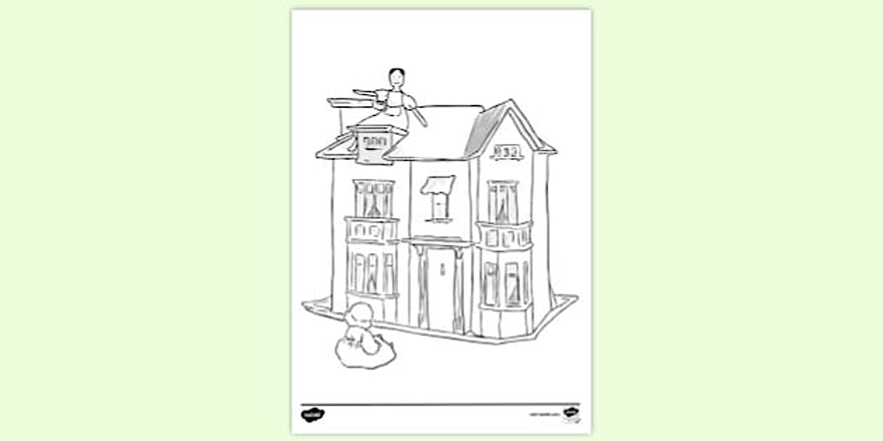 Doll House Colouring Sheet | Colouring Sheets - Twinkl