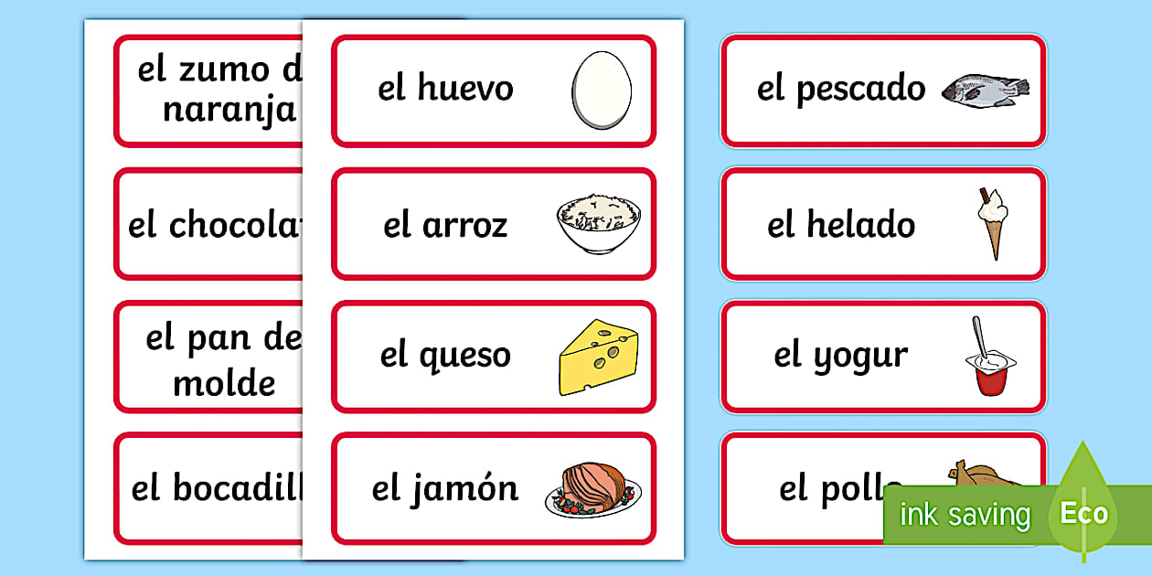 Spanish Food Vocabulary Cards - Twinkl