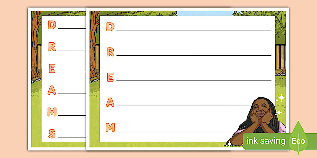 Dream Acrostic Poem Template - Twinkl - KS2 (teacher made)