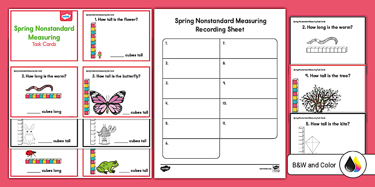 Kindergarten Spring Nonstandard Measuring Task Cards