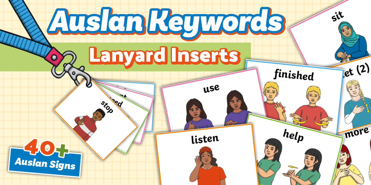 Auslan Sign Language Lanyard Inserts