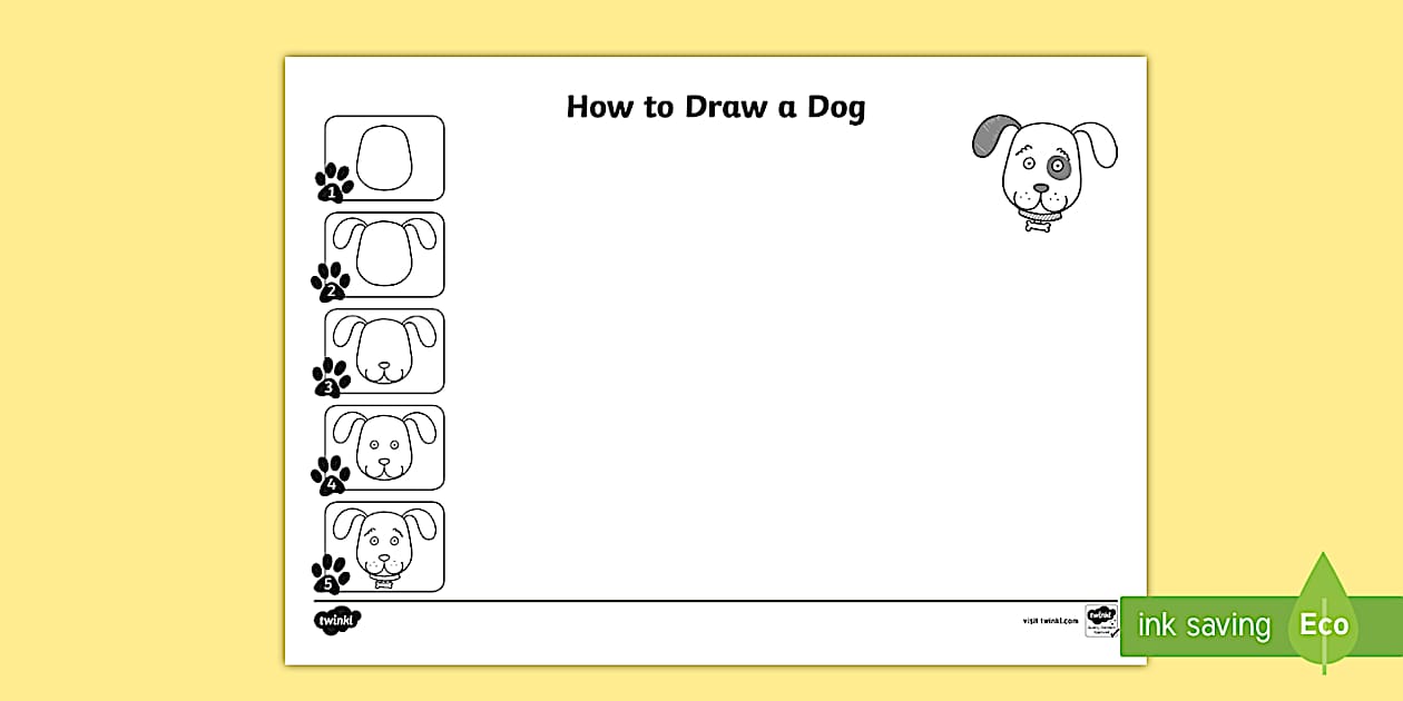 Drawing a Dog Worksheet - Easy Step-by-Step Guide - Twinkl