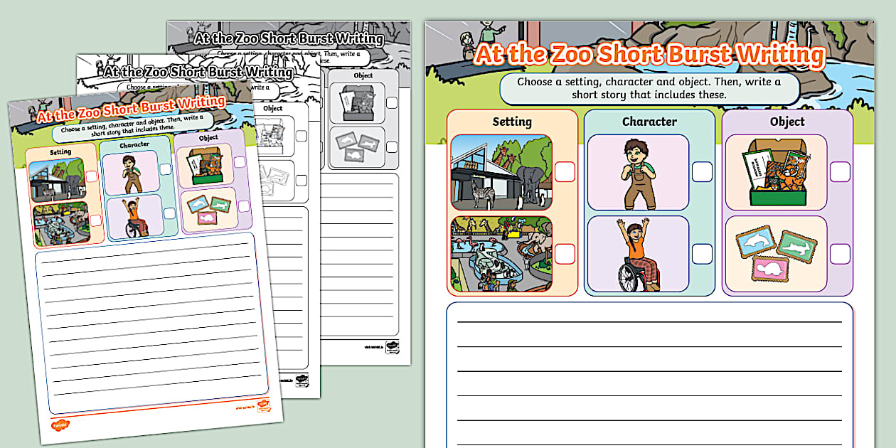 At the Zoo Short Burst Writing Template - Twinkl