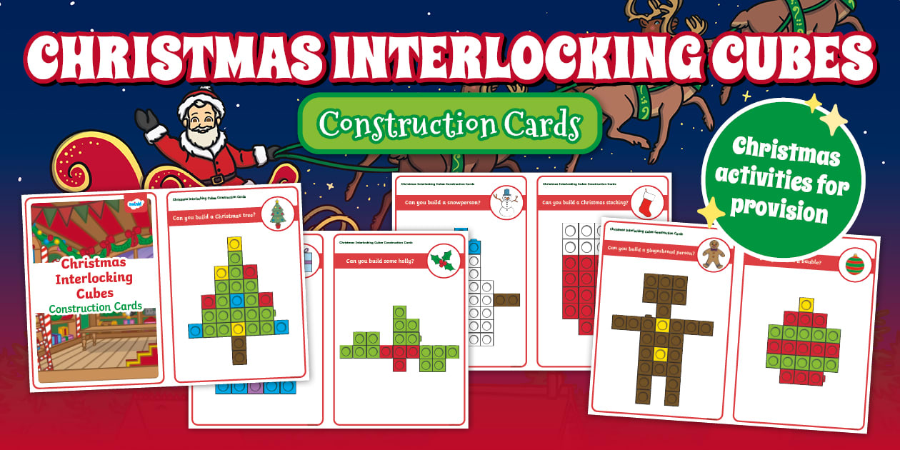 Christmas Interlocking Cubes Construction Cards | Twinkl