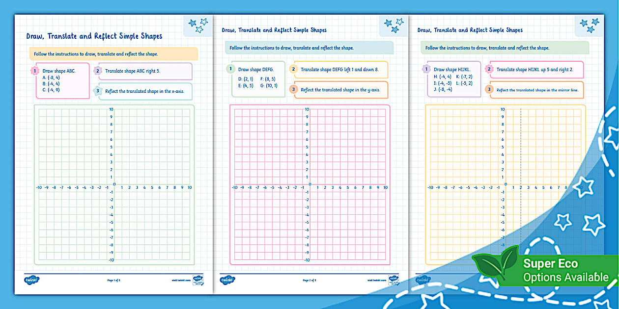 Draw, Translate and Reflect Simple Shapes (Ages 10 - 11)