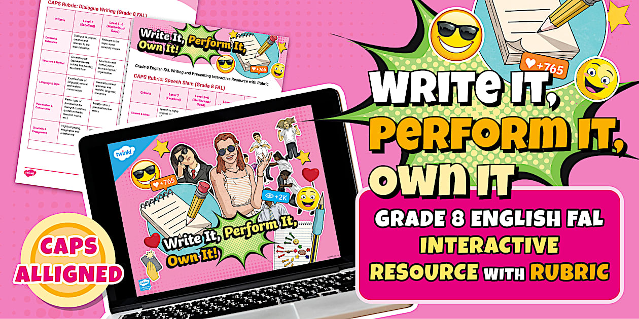 Grade 8 English FAL Writing and Presenting Interactive Resource with