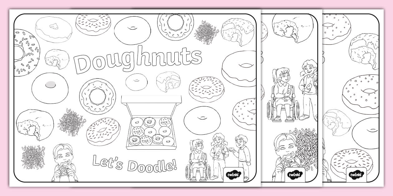 Doughnut Doodle Colouring Pages (teacher made) - Twinkl