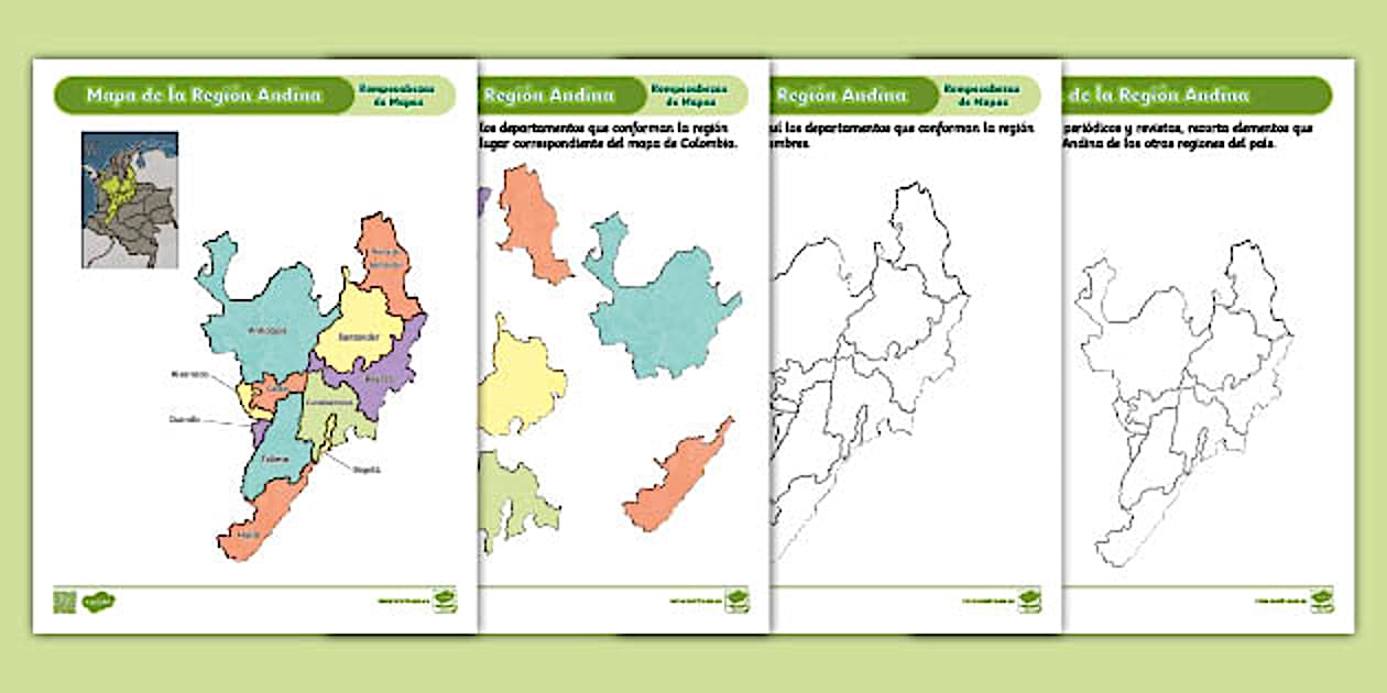 Mapa político de la región Andina - Regiones - Twinkl