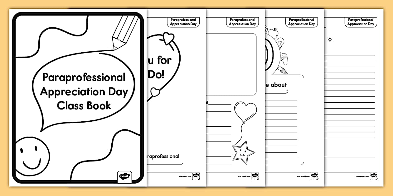 Paraprofessional Appreciation Day Class Book for K-2nd Grade