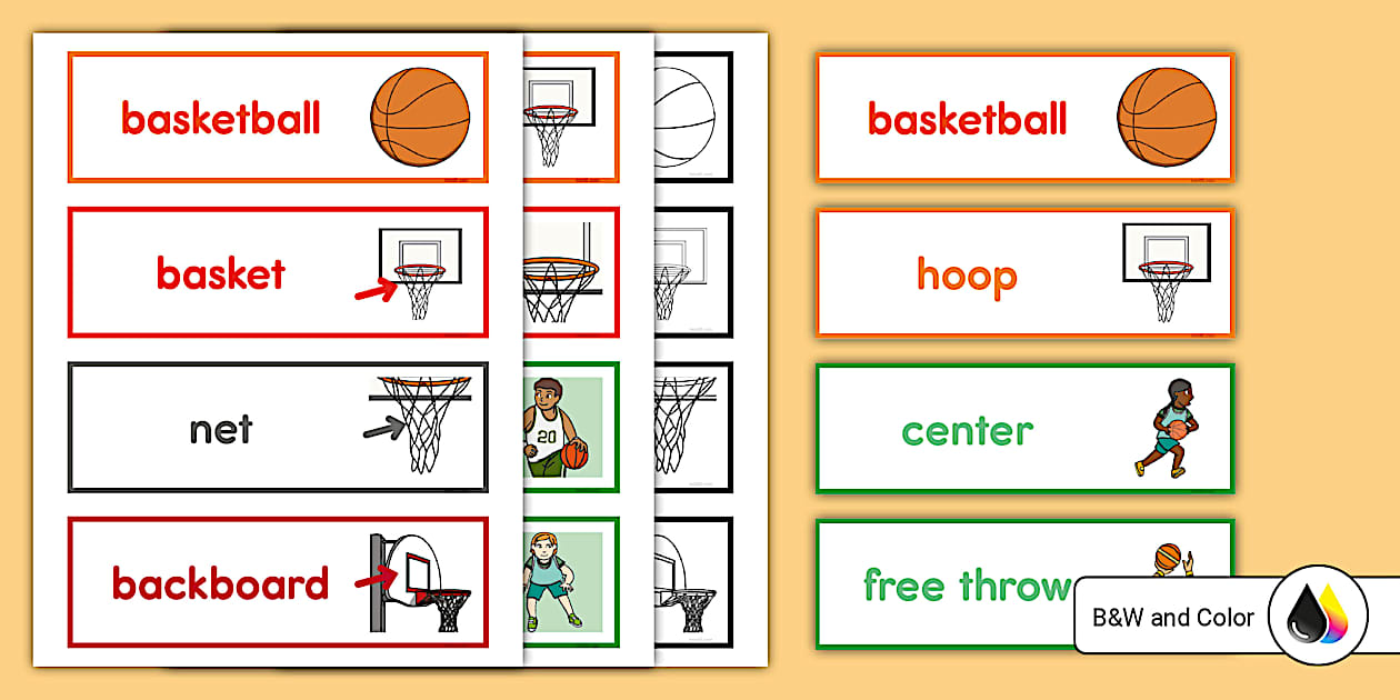 Basketball Word Cards (teacher made) - Twinkl