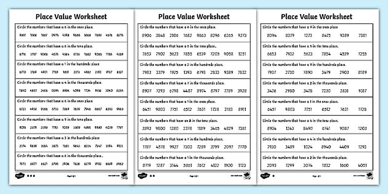 Place Value Worksheet 4 Digits (teacher made) - Twinkl