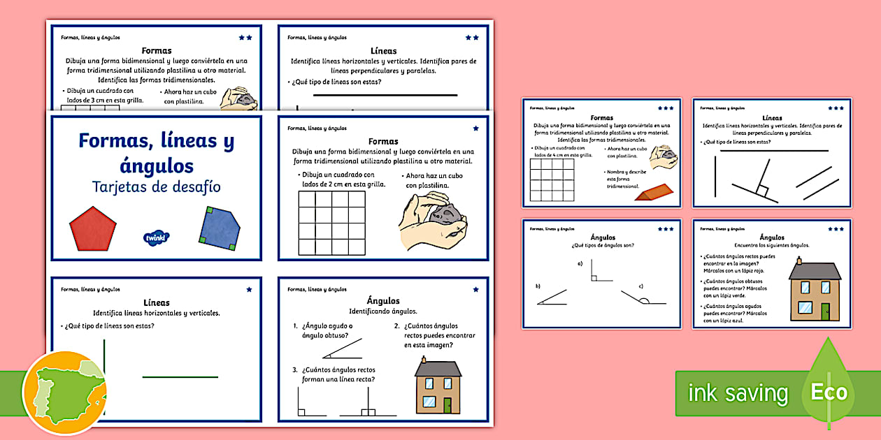 Black and White Tarjetas de desafío: Formas, líneas y ángulos