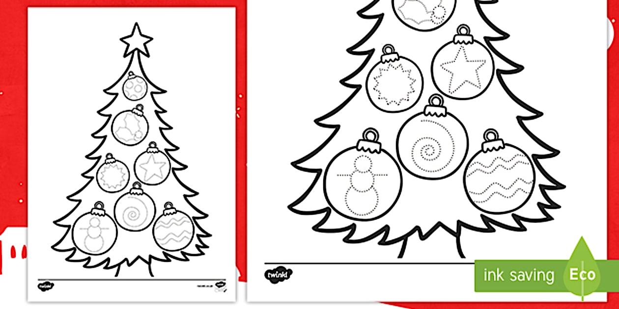 Christmas Tree Pencil Control Worksheet / Worksheet- christmas, pencil