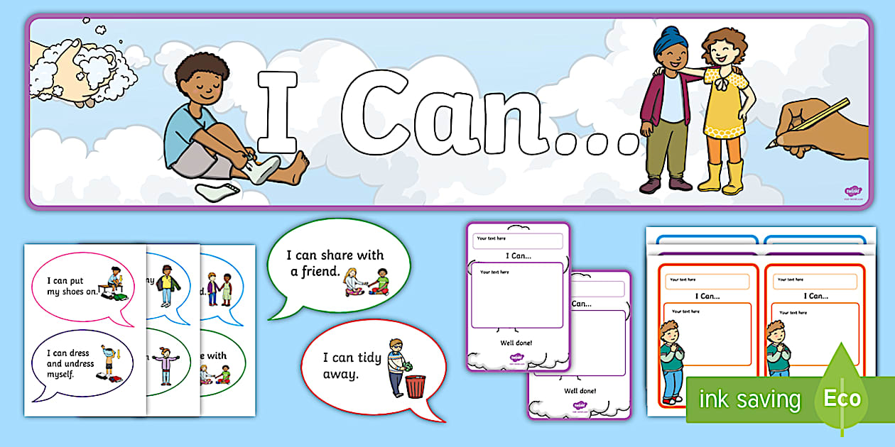 Black and White EYFS 'I Can...' Display Pack (teacher made)