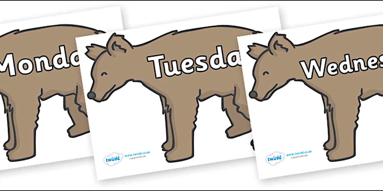 Cursive Days of the Week on Bears (teacher made) - Twinkl