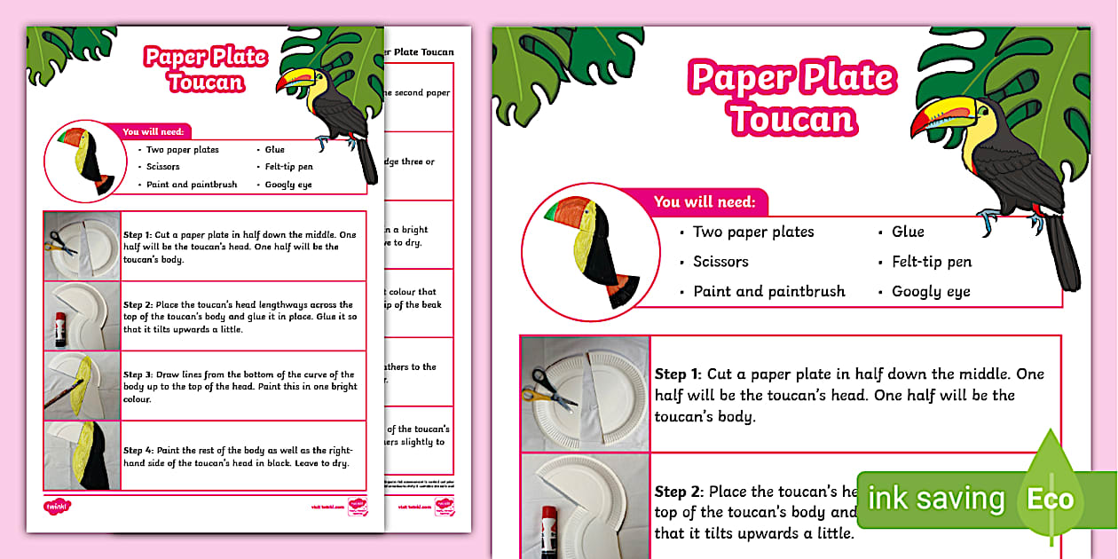 Toucan Paper Plate Craft Activity (teacher made) - Twinkl