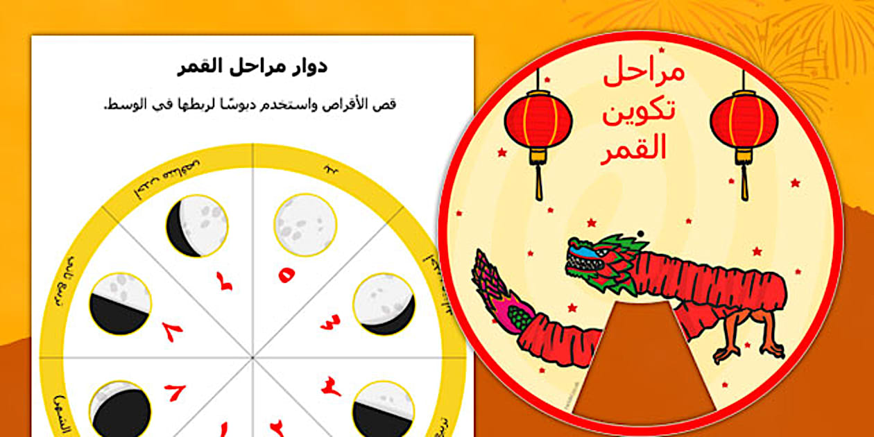 Black and White Chinese New Year Themed Phases of the Moon Visual Aid ...