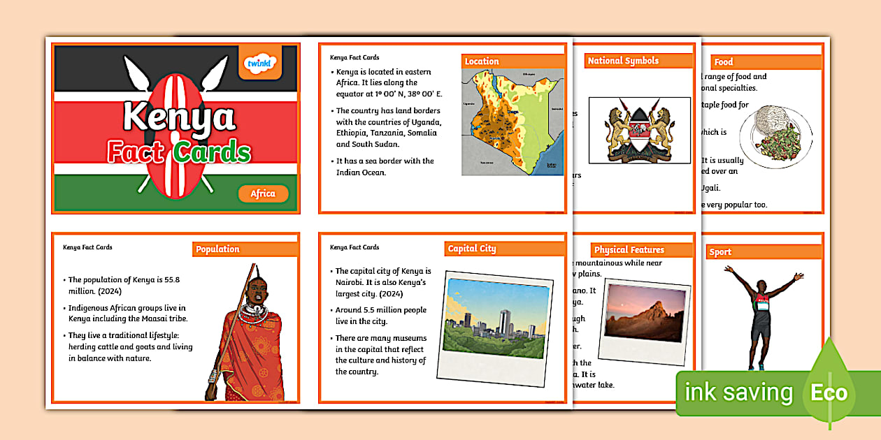 KS2 Kenya Fact Cards - Geography (teacher made) - Twinkl