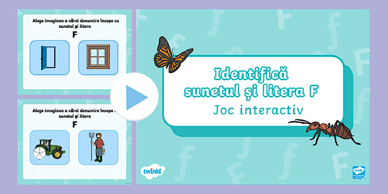 Identifică sunetul și litera F – Joc interactiv - Twinkl