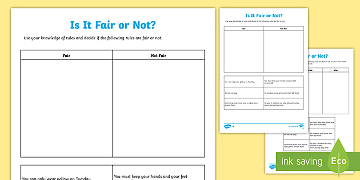 Is It Fair or Not? Differentiated Worksheets (teacher made)