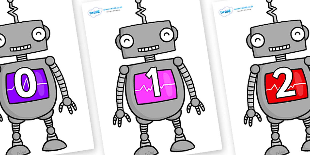 Numbers 0-100 on Robots (Teacher-Made) - Twinkl