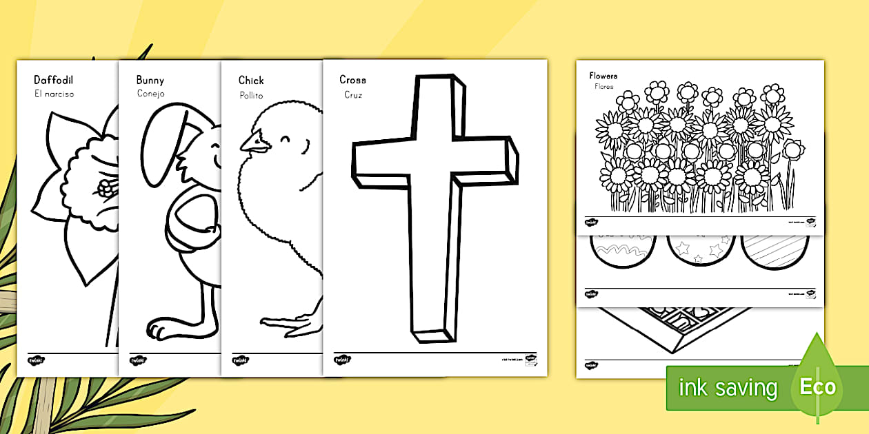 Easter Coloring Sheets English/Spanish - Easter Colouring Coloring Sheets
