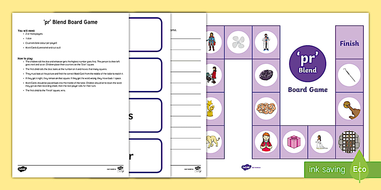 'pr' Blend Board Game (teacher made) - Twinkl