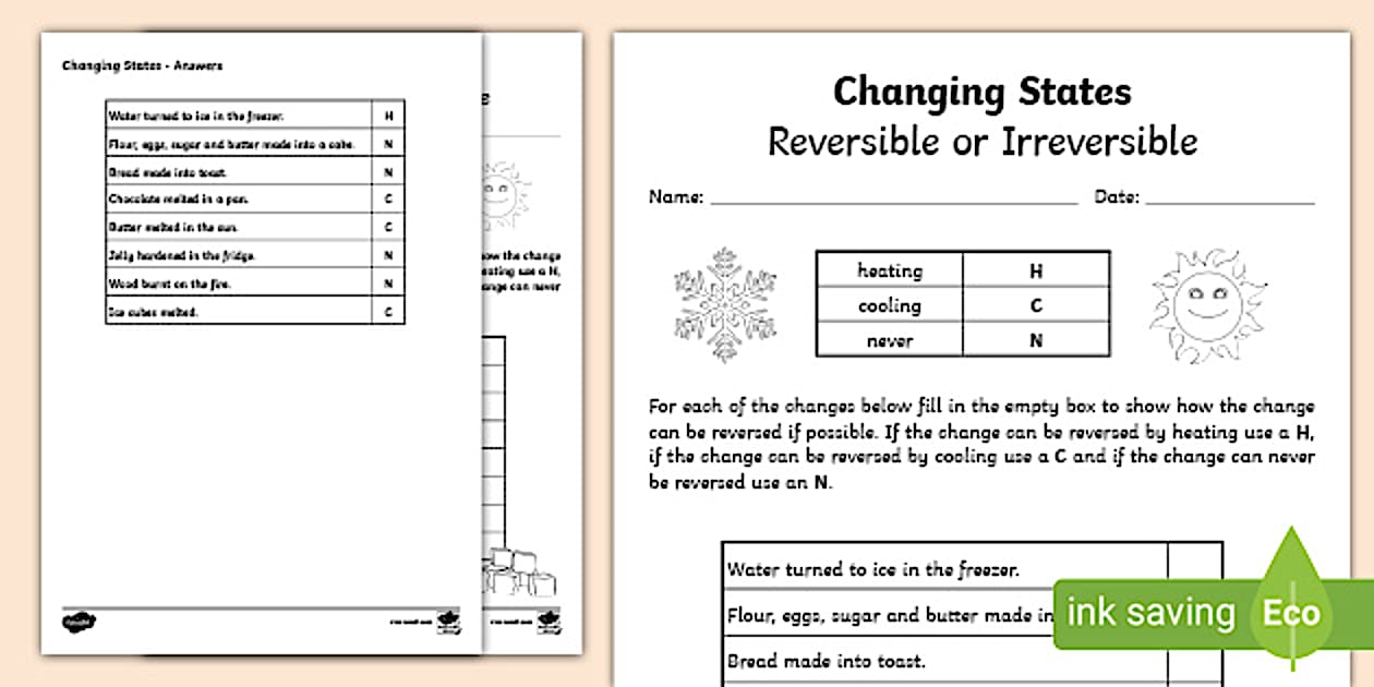 Changing States of Matter Worksheet - Science Resource - Twinkl