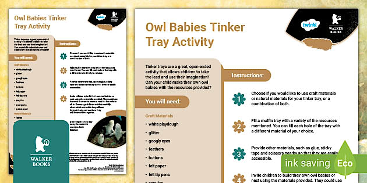 FREE! - Owl Babies: Owl Tinker Tray Activity (teacher made)