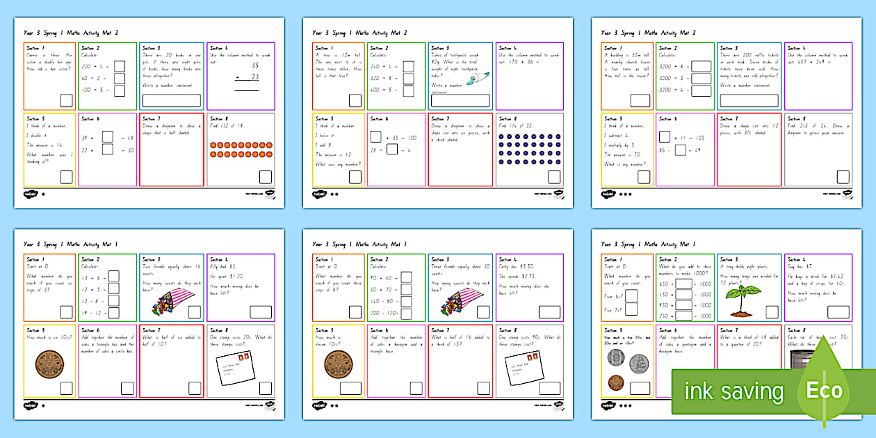 Year 3 Spring 1 Maths Activity Mat (Hecho por educadores)