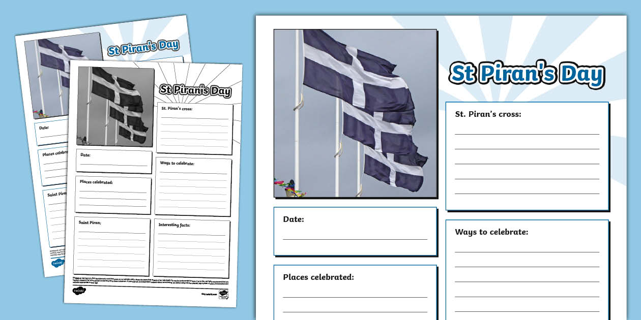 St. Piran's Day Fact File Template (teacher made) - Twinkl