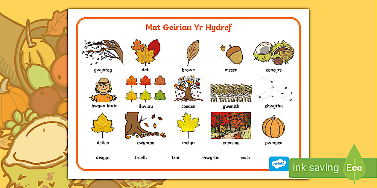 Mat Geiriau Yr Hydref (Teacher-Made) - Twinkl