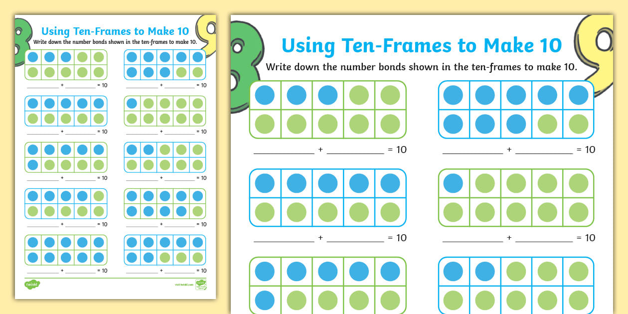 Using Ten-Frames to Make 10 Activity Sheet (teacher made)