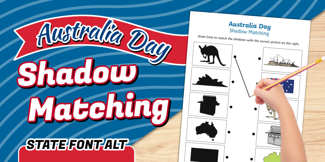 Australia Day Shadow Matching Worksheet