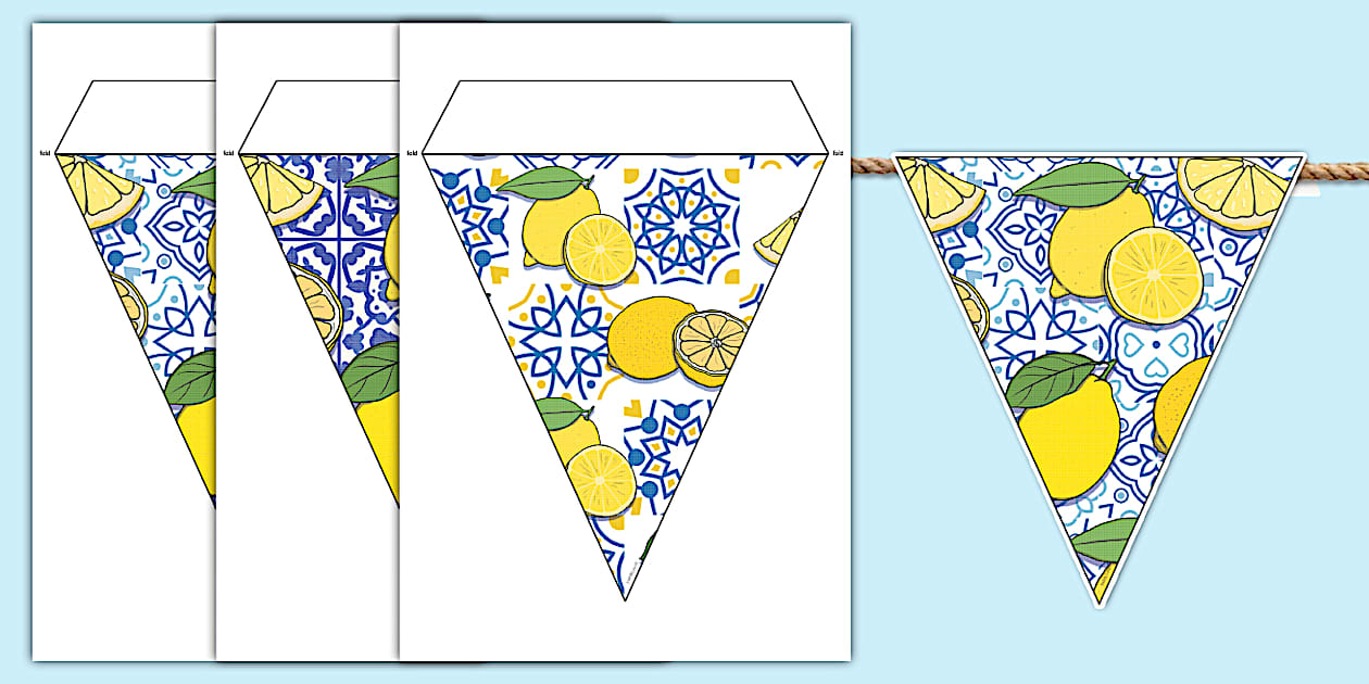 Mediterranean Lemon Display Bunting (teacher made) - Twinkl