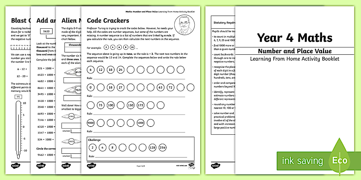 Year 4 Maths: Number and Place Value Home Activity Booklet