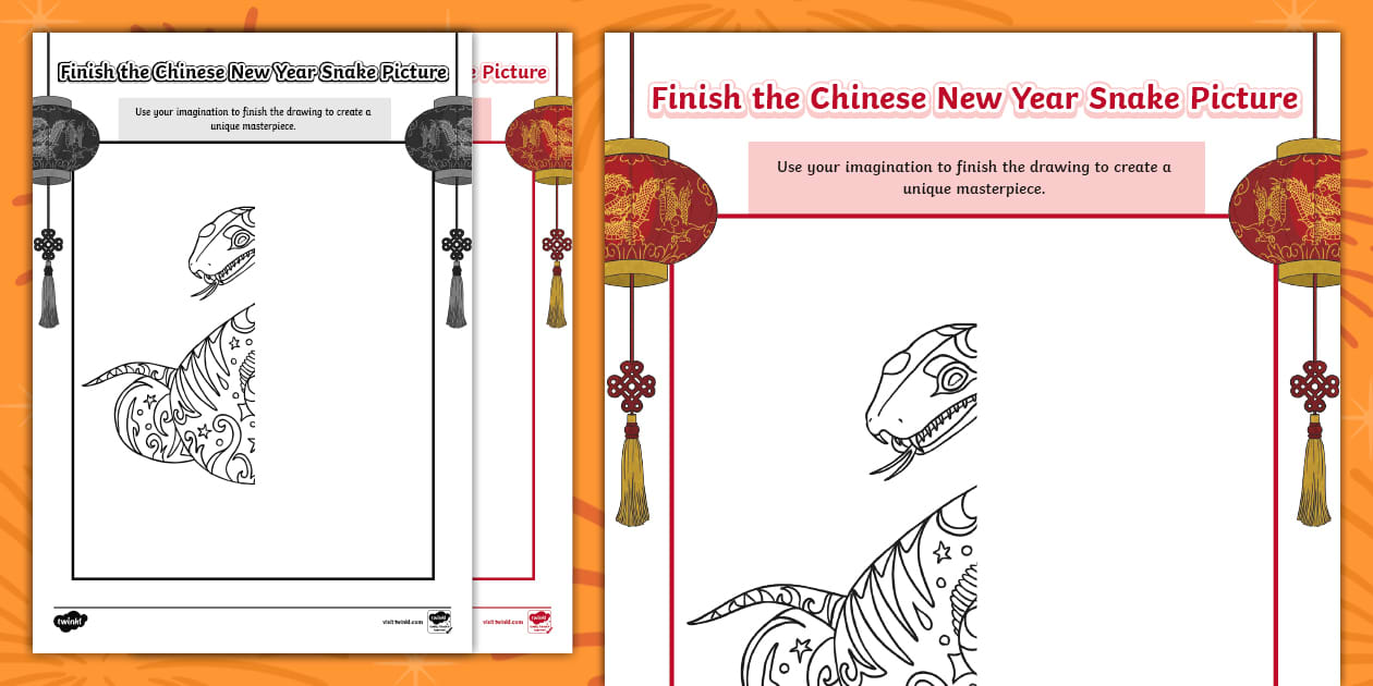 KS2 Chinese New Year Finish the Snake Picture - Twinkl