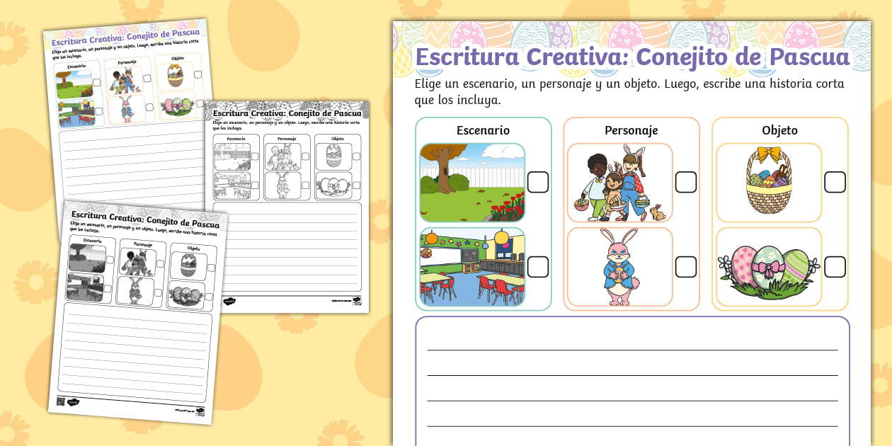 Hoja de actividad: Escritura creativa - Conejito de Pascua