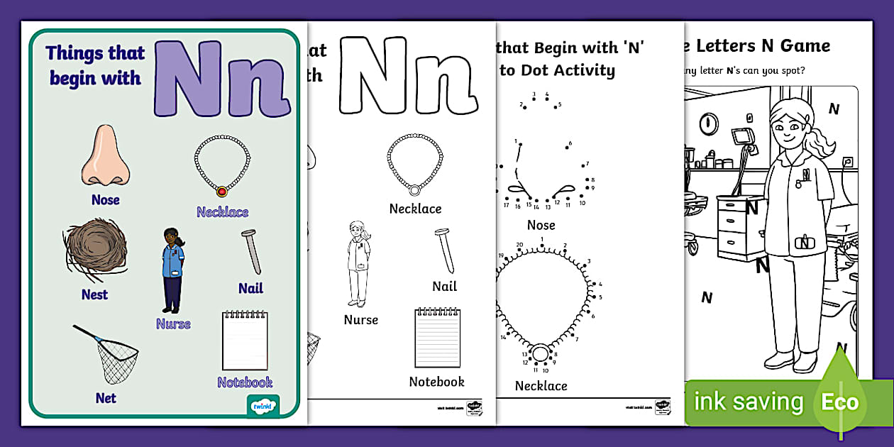 Things that Begin with N Worksheets Pack | Primary Resources