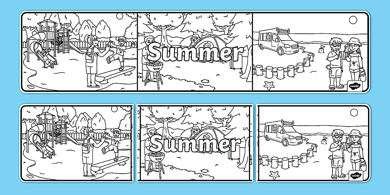 Summer Colouring Display Banner (teacher made) - Twinkl