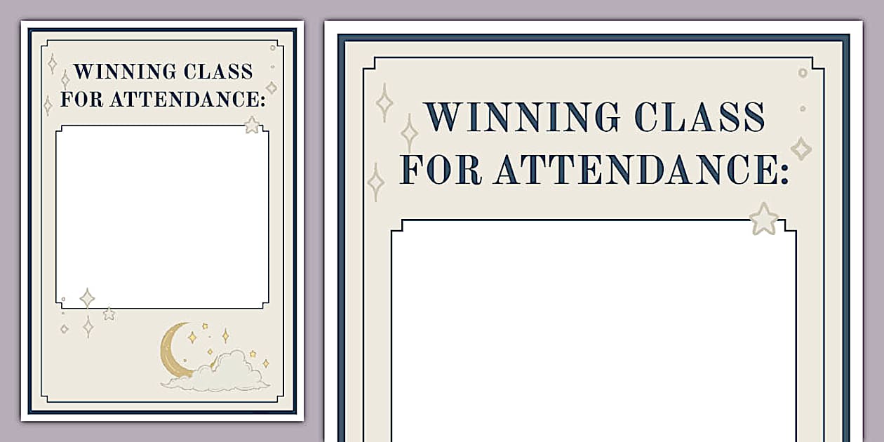 Celestial-Themed Winning Class Attendance Display Poster