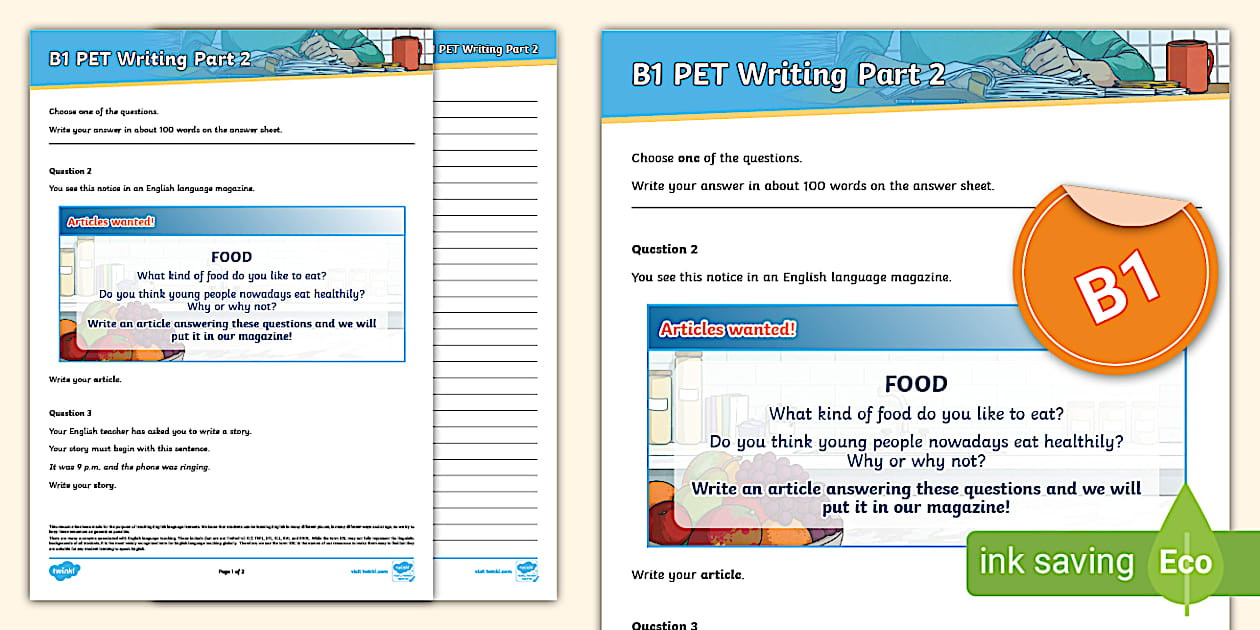 ESL B1 PET Writing Part 2 Worksheet (2) (teacher made)