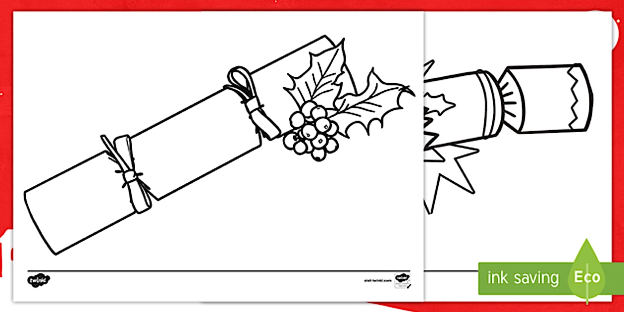Christmas Cracker Outline (teacher made) - Twinkl