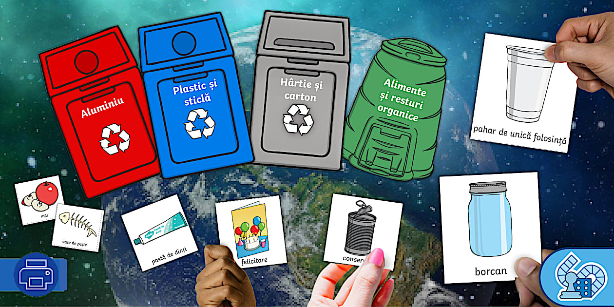 Poze cu reciclarea deșeurilor - Activitate de sortare