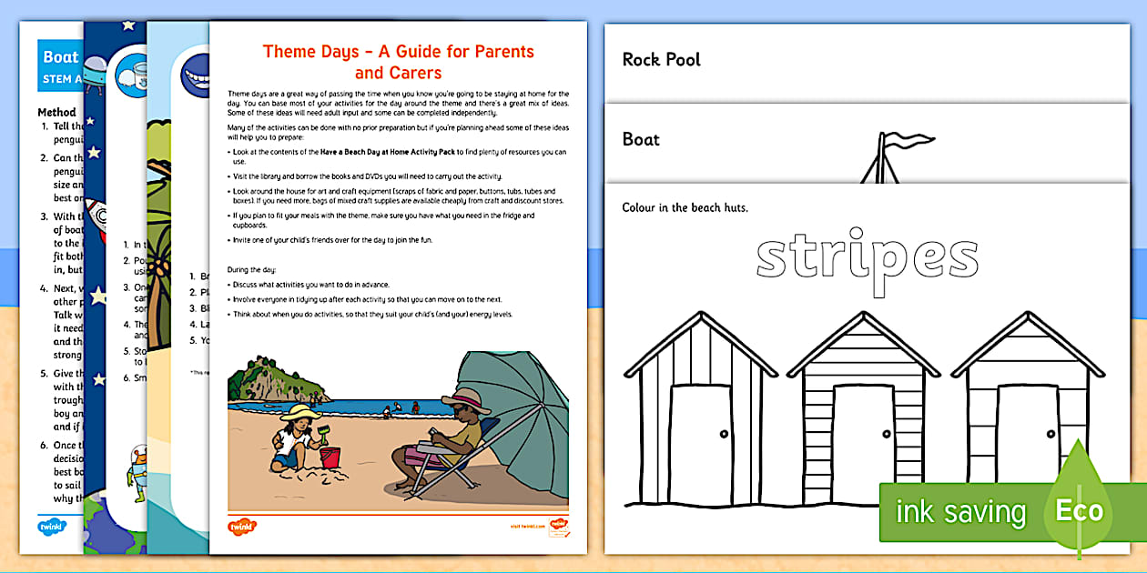 Have a Beach Day at Home Activity Pack (teacher made)