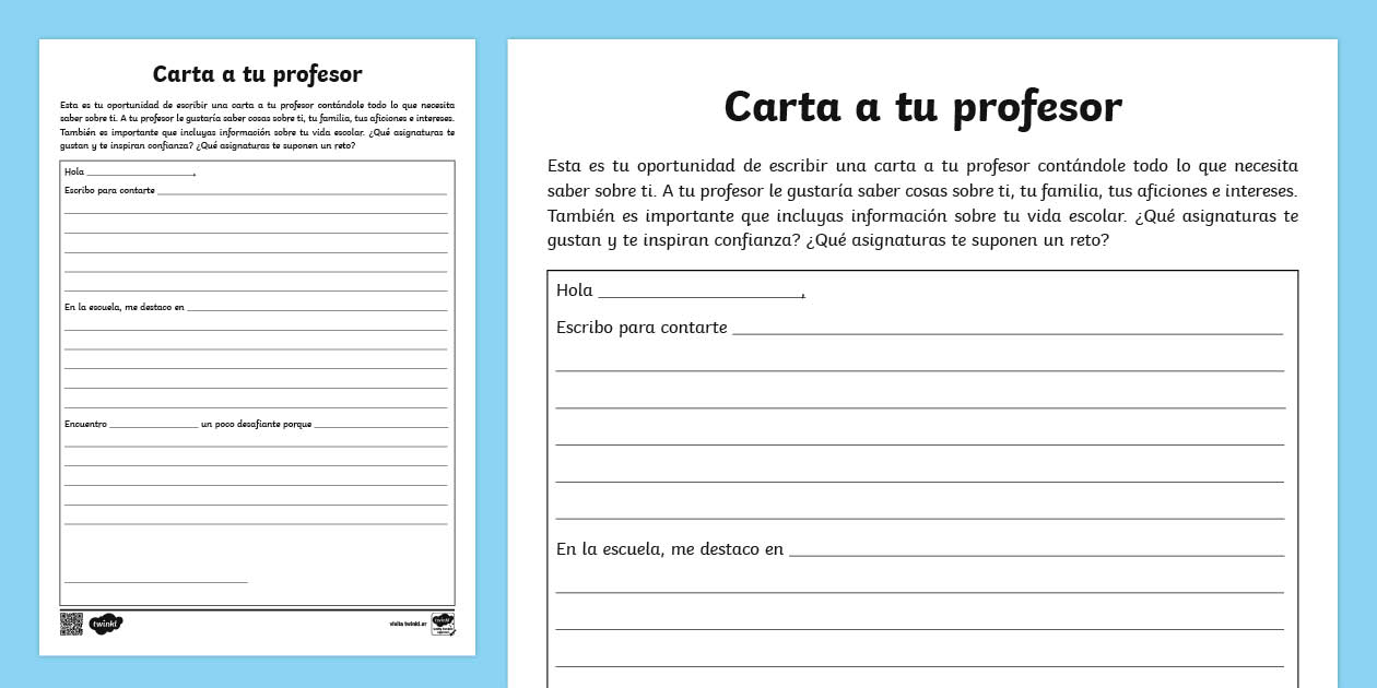Actividad: cómo escribir una carta a tu maestro - Twinkl