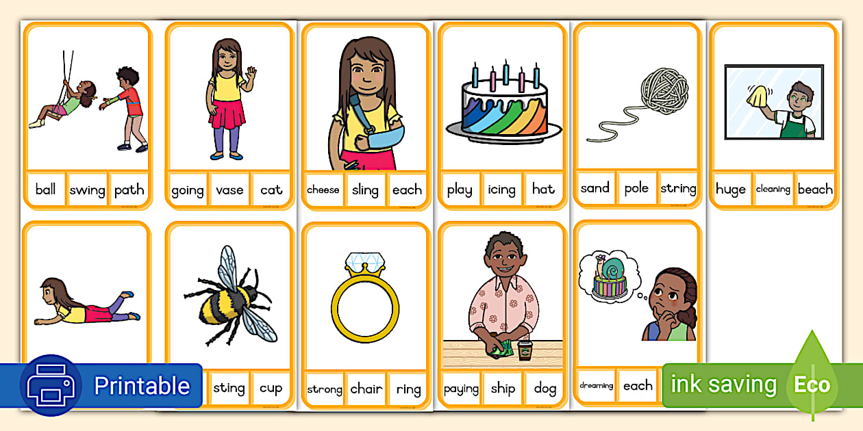 Grade 2 Phonics: -ing Sound Peg Cards (Teacher-Made)
