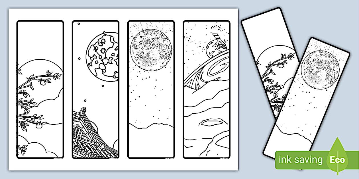 Moon Colouring Bookmarks