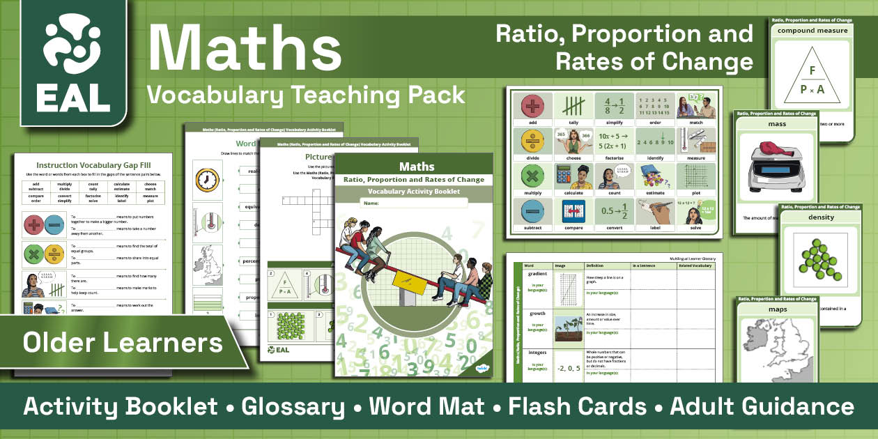 👉 EAL Older Learners Vocabulary Pack for Maths (Ratio, Proportion and ...